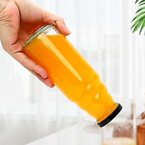 QAPPDA 11OZ Glass Milk Bottle with Lids,Set of 20 Clear Glass Bottle with Black Metal Lids,350 ML Vintage Beverage Drinking Bottle,Reusable Water Container for Kombucha,Juice,Party