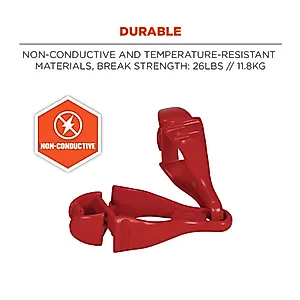 Ergodyne Squids 3400 Glove Clip Holder with Dual Clips,Red, 100-Pack