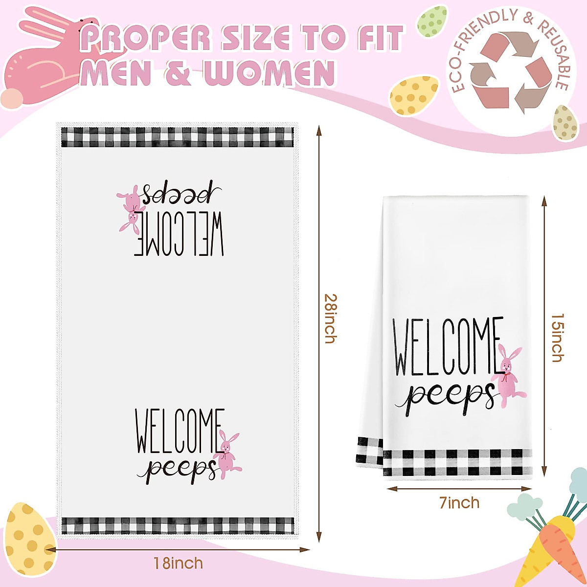 Happy Easter Kitchen Towels Set of 4 Buffalo Plaid Bunny Egg Easter Dish Towels Absorbent Drying Holiday Tea Towels Decorative Dish Cloths Easter Hand Towels for Home Decor Farmhouse Housewarming Gift