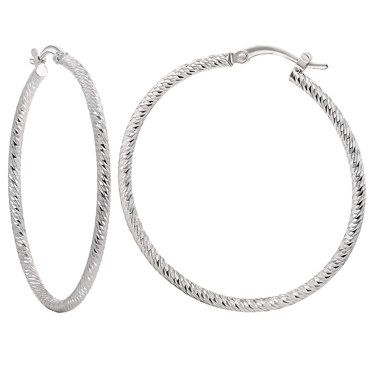 Hot Silver Womens Hoop Earrings - Sterling Silver Earrings - Silver Hoop Earrings for Women