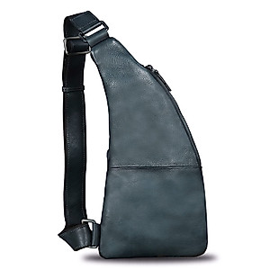 Genuine Leather Sling Bag for Men Vintage Handmade Crossbody Daypack Hiking Backpack Retro Crossbody Shoulder Bag (Gray)