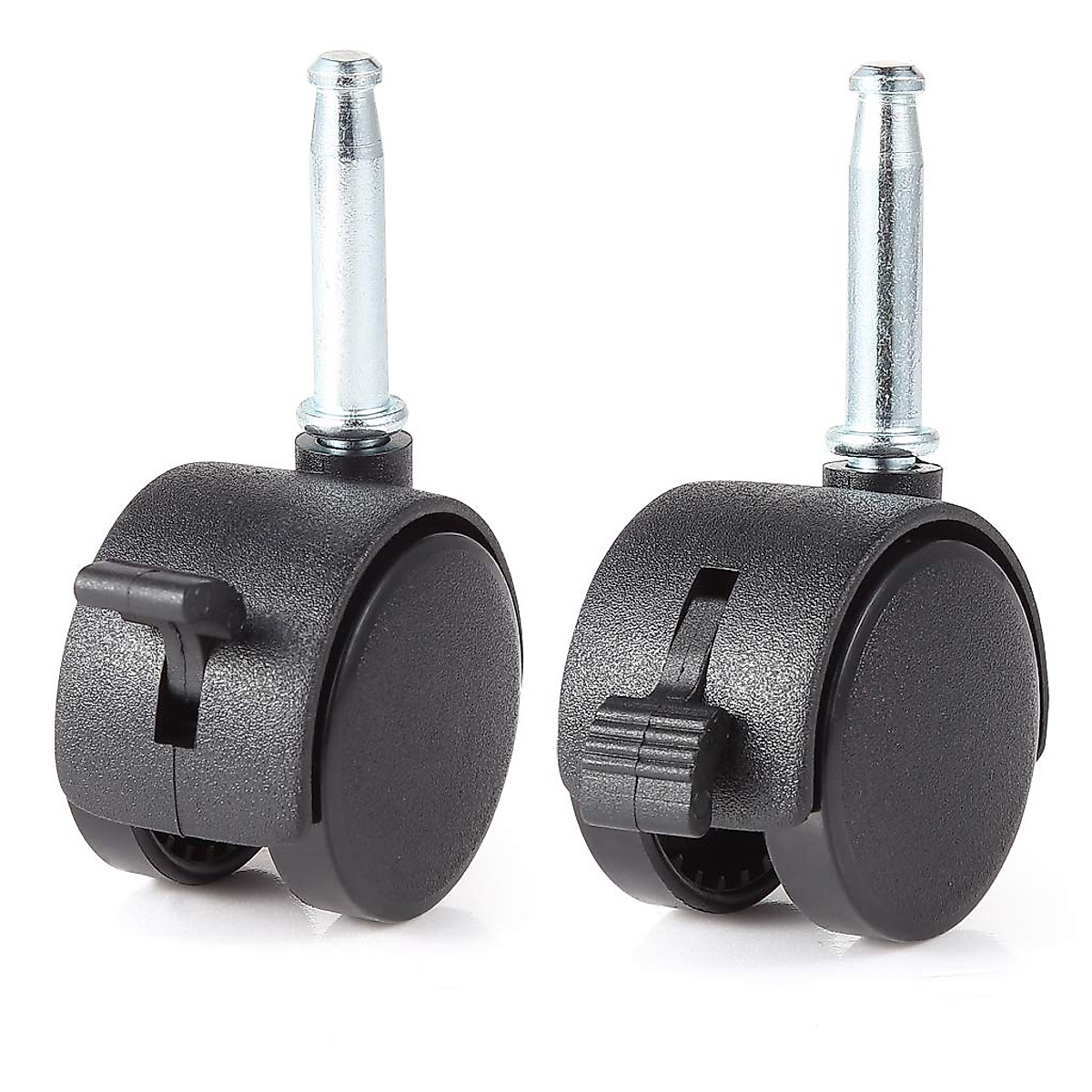 Skelang 4 Pcs 1.5" Grip Neck Caster Stem Diameter (8MM), Swivel Stem Caster Wheel with Brake Replacement for Cart, Table, Shelf Unit, Rolling Plant Box, Each Load Capacity 15 Lbs