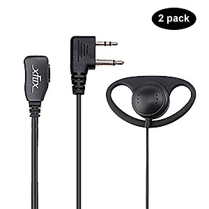 XFOX® 2Pin Advanced D Shape Clip-Ear PTT Headset Earpiece Mic for Motorola 2 Way Radios GP88S GP300 GP68 GP2000 GP88 GP3188 CP040 CP1200 A8 A6 A10 A12 Walkie Talkies(2Pack)