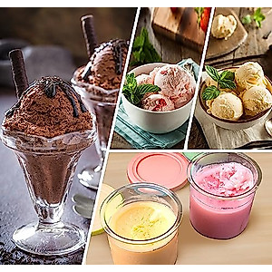 4 Pack Ice Cream Containers Compatible with Ninja Creami NC299AMZ NC300 & NC301 Series Ice Cream Maker, Replacement Pints Containers and Lids, BPA-Free & Dishwasher Safe, Grey/Blue/Pink/Yellow