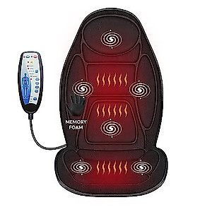 Snailax Back Massage Seat Cushion, Memory Foam Pad, 5 Massage Modes & 2 Heat Settings, Seat Massager for Office Chair,Home Use