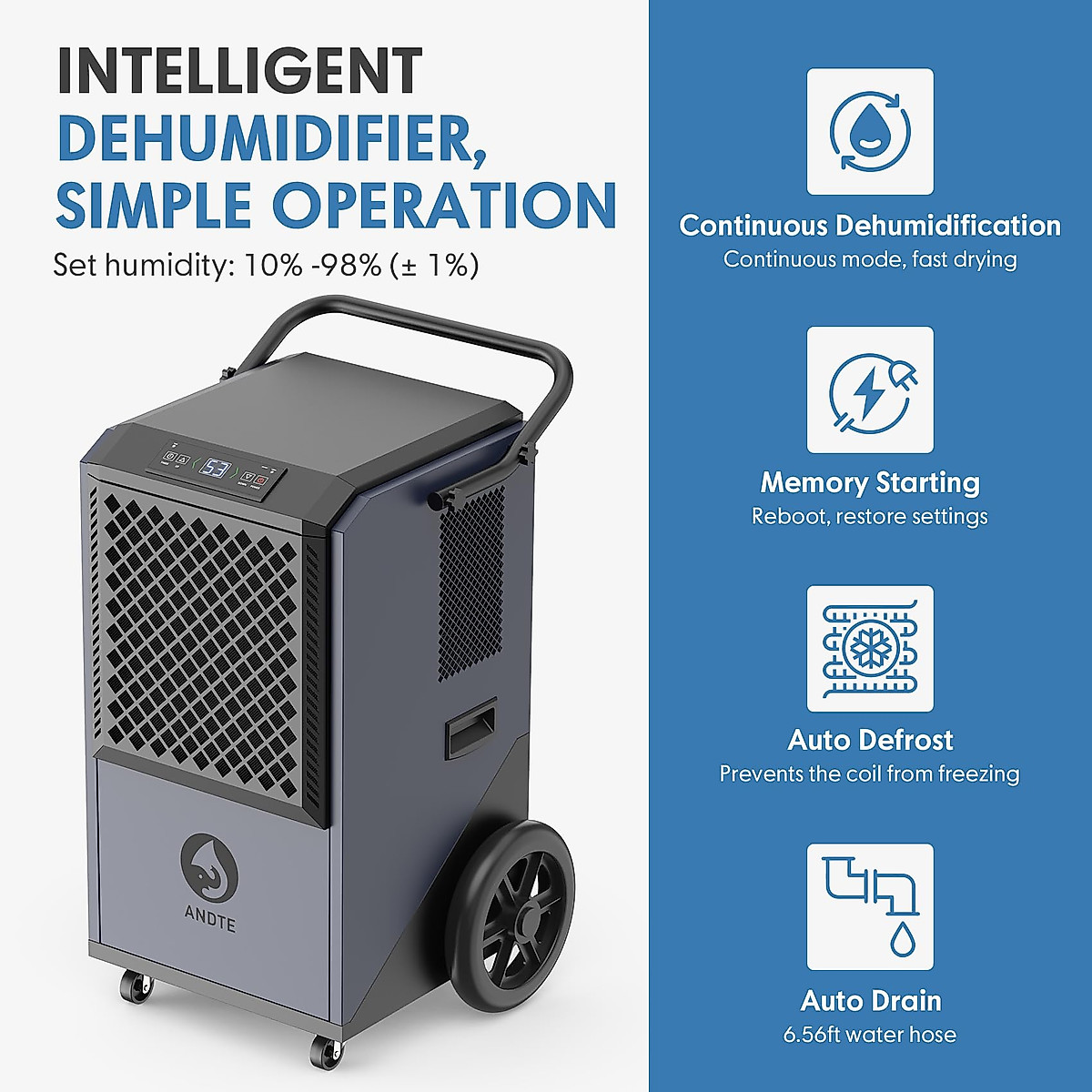 305 Pint Commercial Dehumidifier for Industrial Sites, 9000 sqft Large Spaces Commercial Grade Dehumidifiers with Drain Hose for Basements, Water Damage Restoration, 38 Gallon/Day.