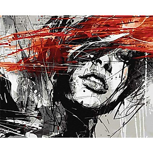 Paint by Numbers Kit for Adults Kids Beginner, Paint by Number Kits on Canvas Painting Art Craft for Home Decoration, Black Dream Girl 16x20inch