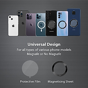 BONE Magnetic Fitness Phone Mount - MagSafe Compatible Magnetic Phone Holder for Gym Workout, Spin Bike, Cycle Trainers, Universal Design Strap for Handlebar Fits in iPhone Samsung and More