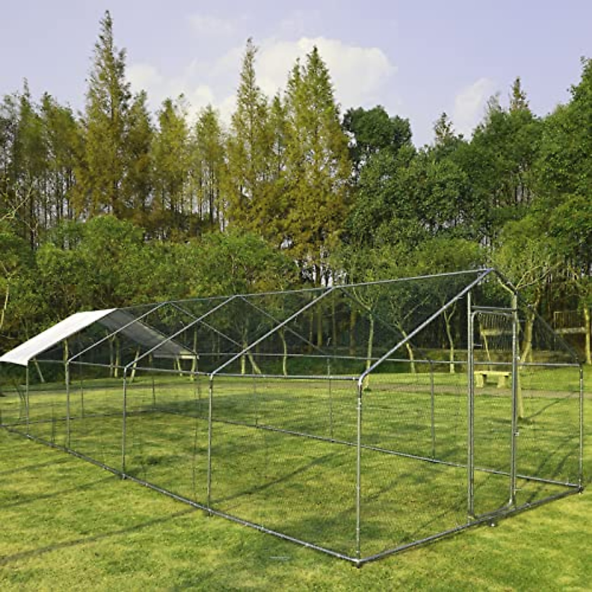 LEISU Outdoor Large Chicken Run Walk-in Chicken Coop with Waterproof Cover Chicken Playpen Metal Hen Cage Duck Cage Enclosure Rabbit Nest Fence Chicken Cages for Backyard Farm