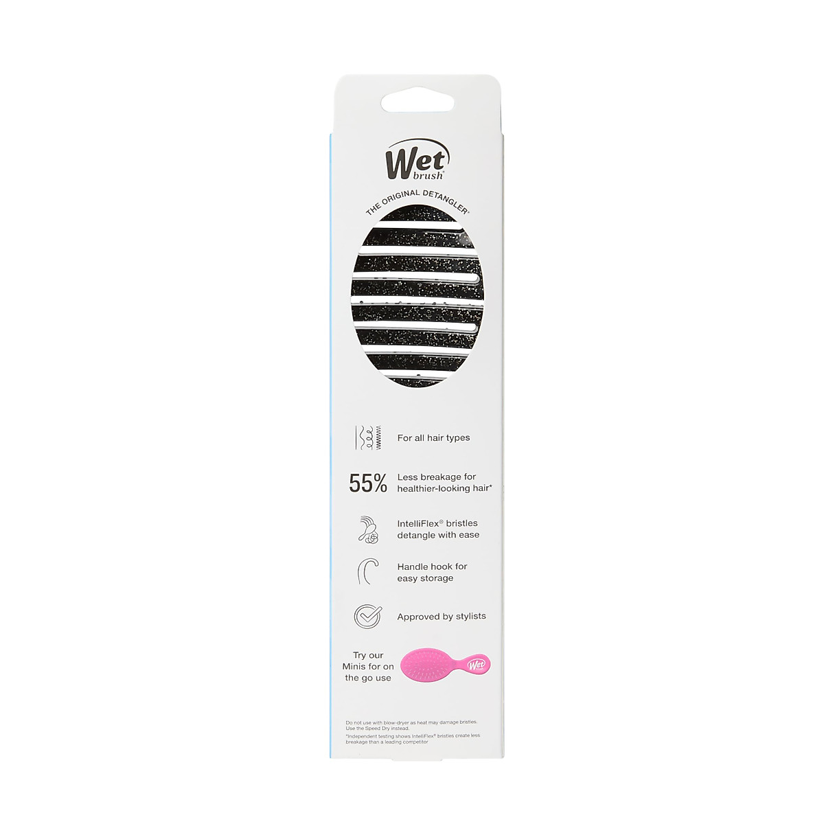 Wet Brush Hair Brush Shower Detangler - Black Glitter - Shower Hair Brush With Ultra-soft IntelliFlex Bristles - Glide Through Tangles With Ease For All Hair Types - For Women, Men, Wet And Dry Hair