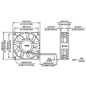 Wathai 12038 120mm x 38mm PWM Computer PC Case Fan 12V 4pin 5300rpm High Airflow Duall Ball CFM FG DC Brushless Cooling Fan