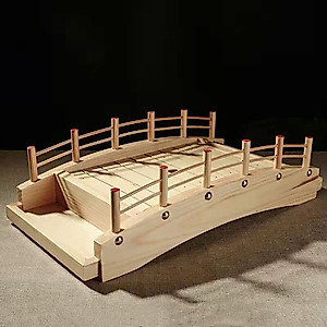 BOLLAER Arch Bridge Sushi Boat, Sushi Tray Sushi Bridge Arched Bottom Sushi Sashimi Container Wooden Arched Bridge Sushi Plate Serving Boat Plate for Restaurant or Home
