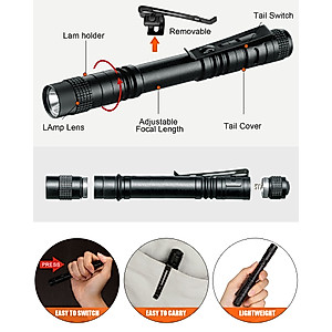 Vinsot 20 Pcs LED Pocket Flashlight Mini Small Handheld Pen Light Bulk Flashlight Tactical Torch with Clip LED Pen Pocket Light for Police Camping Outdoor Inspection Security (5.12 Inch)