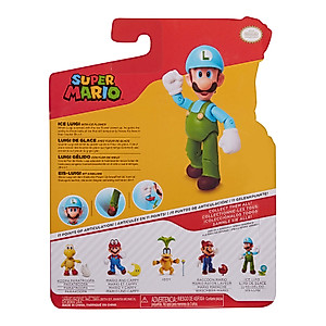 Nintendo Super Mario Collectible Ice Luigi 4" Poseable Articulated Action Figure with Ice Flower Accessory, Perfect for Kids & Collectors Alike! for Ages 3+