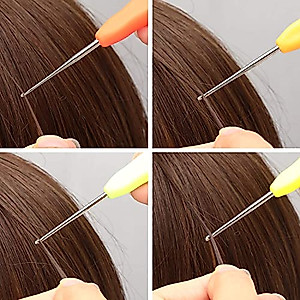 4 Pieces Hair Needles Crochet Hooks Precision Metal Needles Crochet Knitting Needles with Soft Handles, 1 mm, 1.25 mm, 1.5 mm, 1.75 mm, 4 Colors