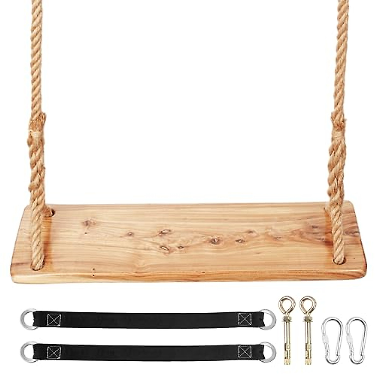 Wooden Tree Swing, 500lbs Load Capacity Heavy-Duty Wooden Swing for Adults & Kids, Waterproof Hanging Swing Seat with Adjustable Height for Indoor & Outdoor