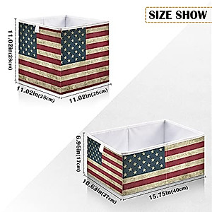 xigua American Flag Camouflage Cube Storage Bin Large Collapsible Storage Basket Toys Clothes Organizer Box for Shelf Closet Bedroom Home Office, 11 x 11 x 11 Inch
