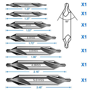 7 Pcs Drill Set 60-Degree Drill Kit Countersink for Lathe Metalworking