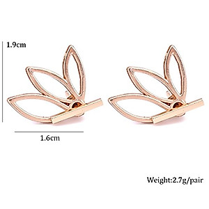 9 Pairs Rose Gold Silver Hollow Lotus Flower Earrings Simple Chic Crystal Pearl Turquoise Stud Earrings Set