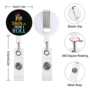 This is How I Roll Roller Skates Badge Reels Retractable ID Badge Clip Personalized Badge Holder with Clear Vinyl Strap