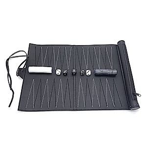 Roll-Up Travel Backgammon Games, Foldable Chess Board Games, PU Travel Game, Portable Lightweight Backgammon Game Set