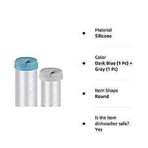 CM Silicone Beverage Can Lid Cover Protector for Slim Can and Skinny Can Hard Seltzer, Soda, Beer, Energy Drinks, Juice (Dark Blue (1 Pc) + Gray (1 Pc))