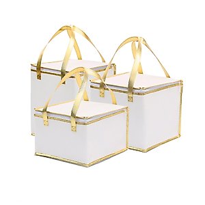 13.8×13.8×15.8 Reusable Insulated Zipper Aluminum Foil Tote Bag Suit for Picnic Cake Fruit Drink Refrigeration Also for Delivery of Takeaway Thermal Pizza Insulated Delivery(2Pack White)