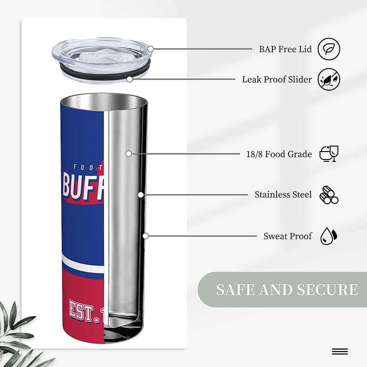 LANJAO Tumbler 20oz Straight Skinny Car Cups With Insulated Cup Sleeve Portable Handle, Sports Travel Coffee Mug, Stainless Steel, Insulated,Classic Collection Gifts for Men Women Fans