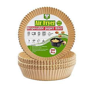 Lavit 200 PCS(6.3 Inches) Air Fryer Disposable Paper Liners - Baking Paper Liner for Air Fryer.Round Non Stick Parchment Paper for Baking and Microwave -Food Grade Oil Proof and Waterproof Air Fryer.