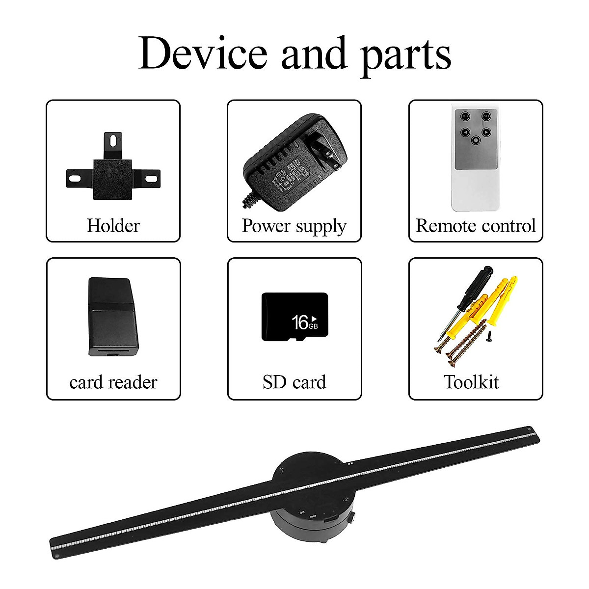 Hologram Fan, Faryuan 3D Holographic Display Air Fan Video Projector,Promotional Player Machine,224 Led 16.5inch Diameter Advertising Led Fan 3D Hologram Projector