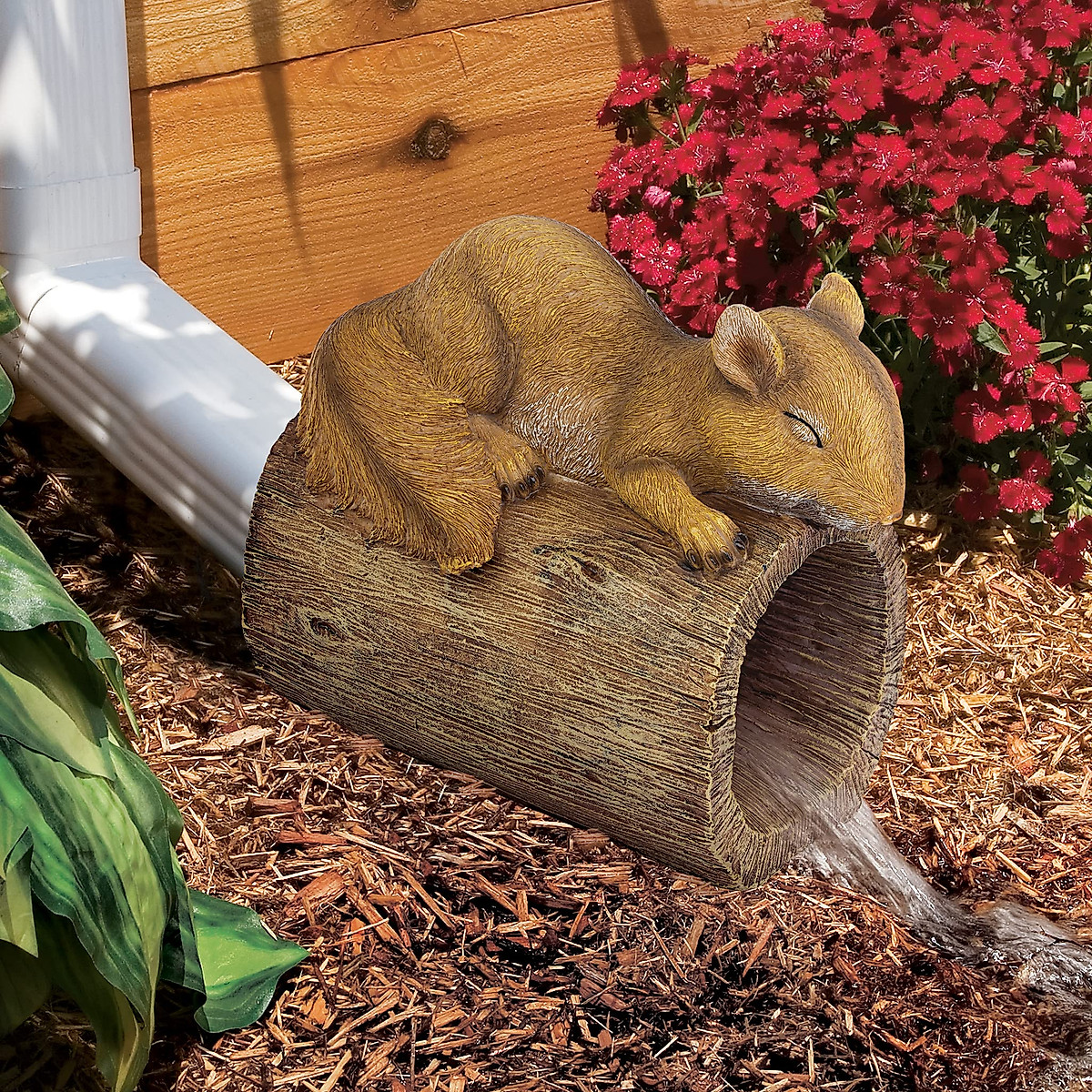 Jolly the Squirrel Gutter Guardian Downspout Statue