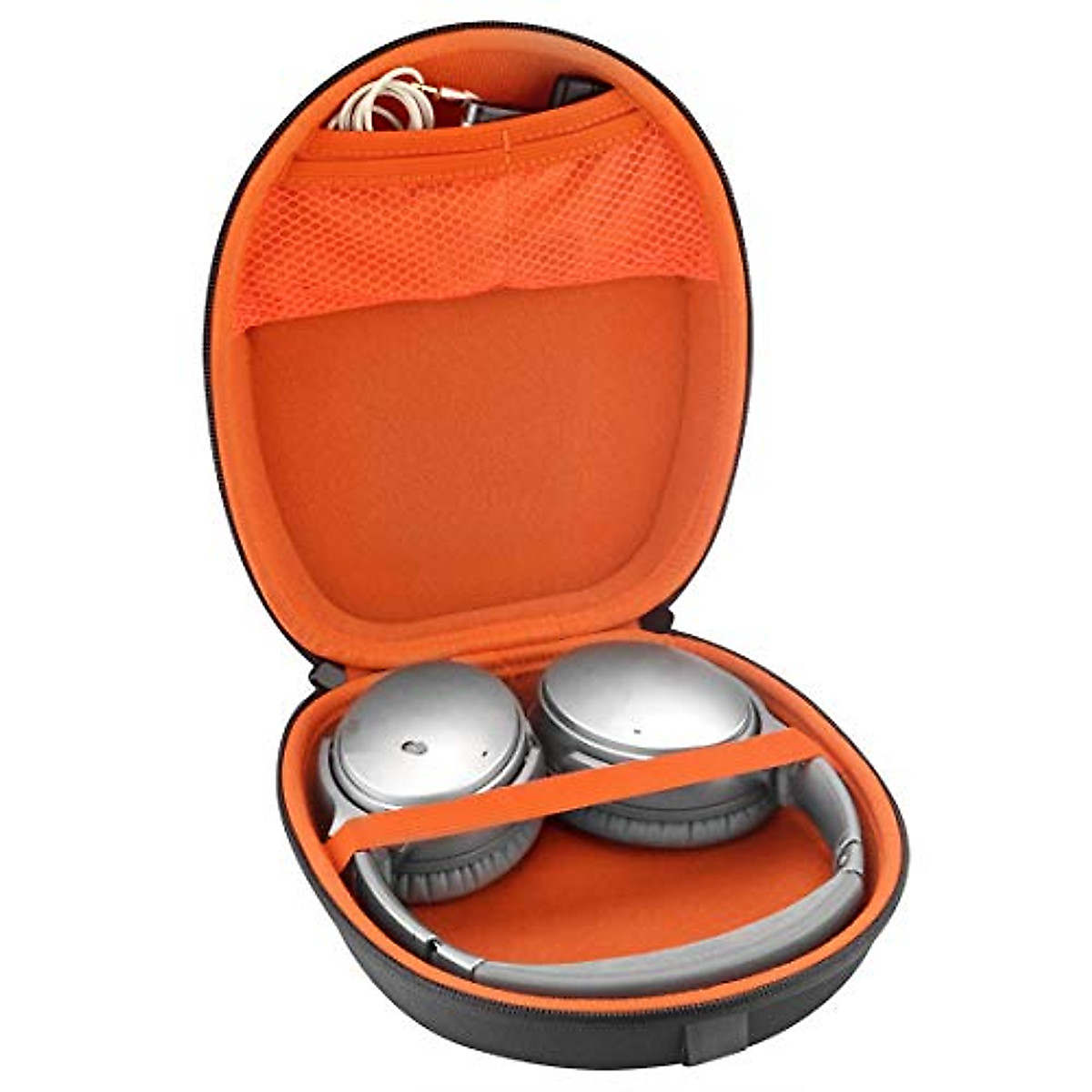 Geekria Shield Case Compatible with Bose Noise Cancelling 700, QC45, QC35 II, QC35, QC25, QC SE Headphones, Replacement Protective Hard Shell Travel Carrying Bag with Cable Storage (Grey)