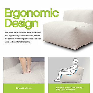 Patio Furniture Set Bean Bag Middle Chair Outdoor Chairs Sectional Conversation Patio Piece Daybed Furniture Outdoor Sofa Couch High Density Foam Filling Modern Comfy Patio Couch (light beige)