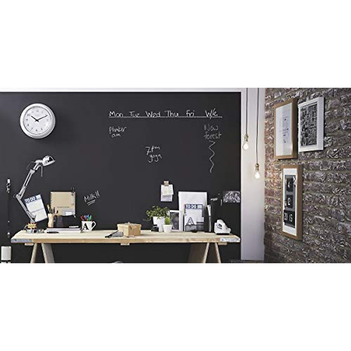 Chalkboard Blackboard Paint - Brush on Wood, Metal, Glass, Wall, Plaster Boards Sign, Frame or Any Surface. Use with Chalk Pen Wet Erase, Non-Toxic - Matte Finish [Black] - (8.5oz Cover 32 sf)