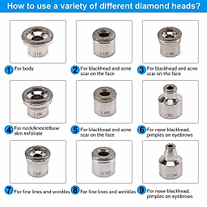Diamond Dermabrasion Head Microdermabrasion Exfoliator Home Facial Dermabrasion Tool Dermabrasion Replacements 9Tips