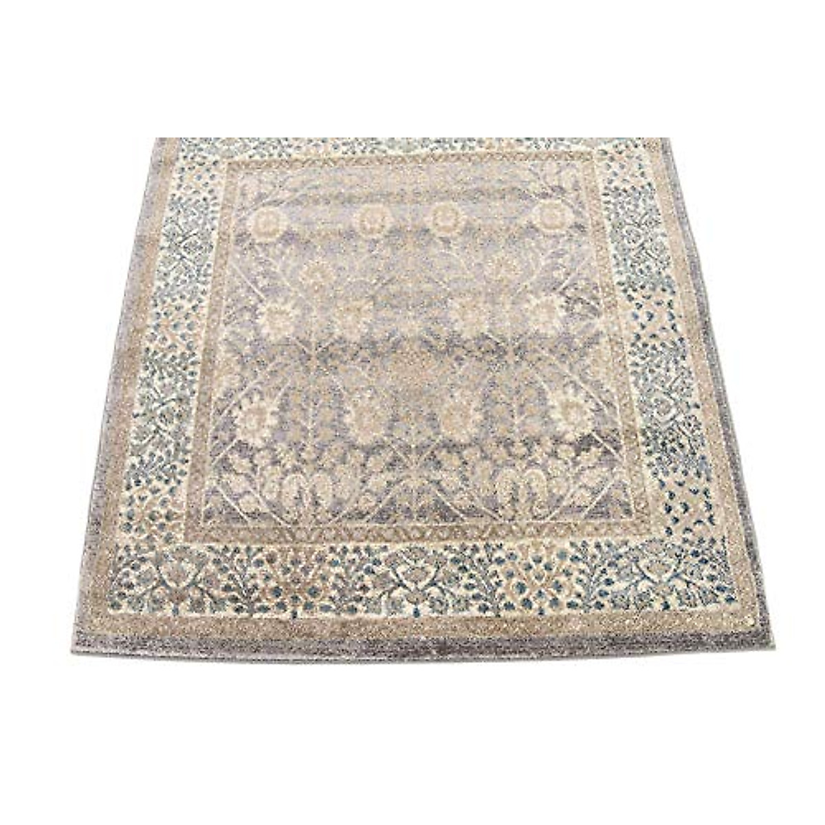 Unique Loom Salzburg Collection Classic Traditional Design Oriental Inspired with Intricate Border Area Rug, 4' Square, Light Brown/Gray