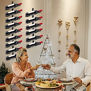 YALINKA Wall Mounted Wine Rack Holds 12 Bottles, Adjustable Separable Black Metal Hanging Wine Bottle Holder, Liquor Bottle Display Shelf for Kitchen Pantry Bar Wine Cellar