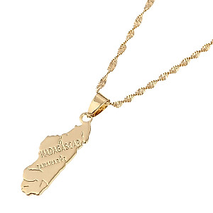 Madagascar Map Necklace Women African Jewelry Africa Malagasy Maps