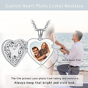 Heart Locket Necklace That Holds Pictures Sterling Silver Butterfly Locket Personalized Custom Photo Pendant Necklace Jewelry Birthday Gifts for Women Gfriend