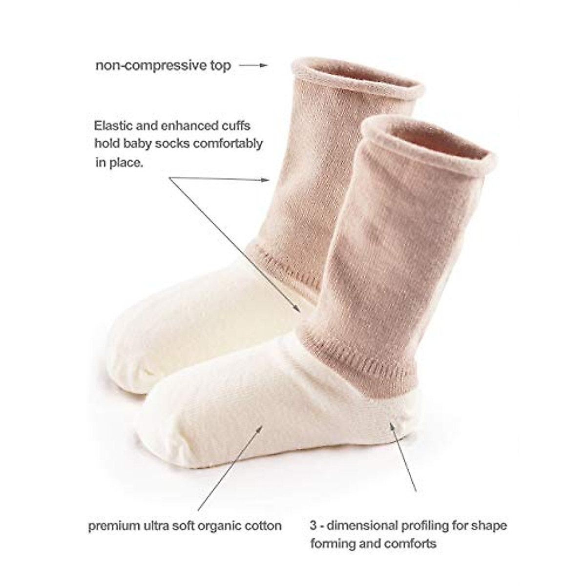 BabaMate Baby Newborn Infant Boys' Cotton Crew Socks with Non-binding Tops Seamless Toe, Blue Gray Brown, 0-6 Months (3 Pack)