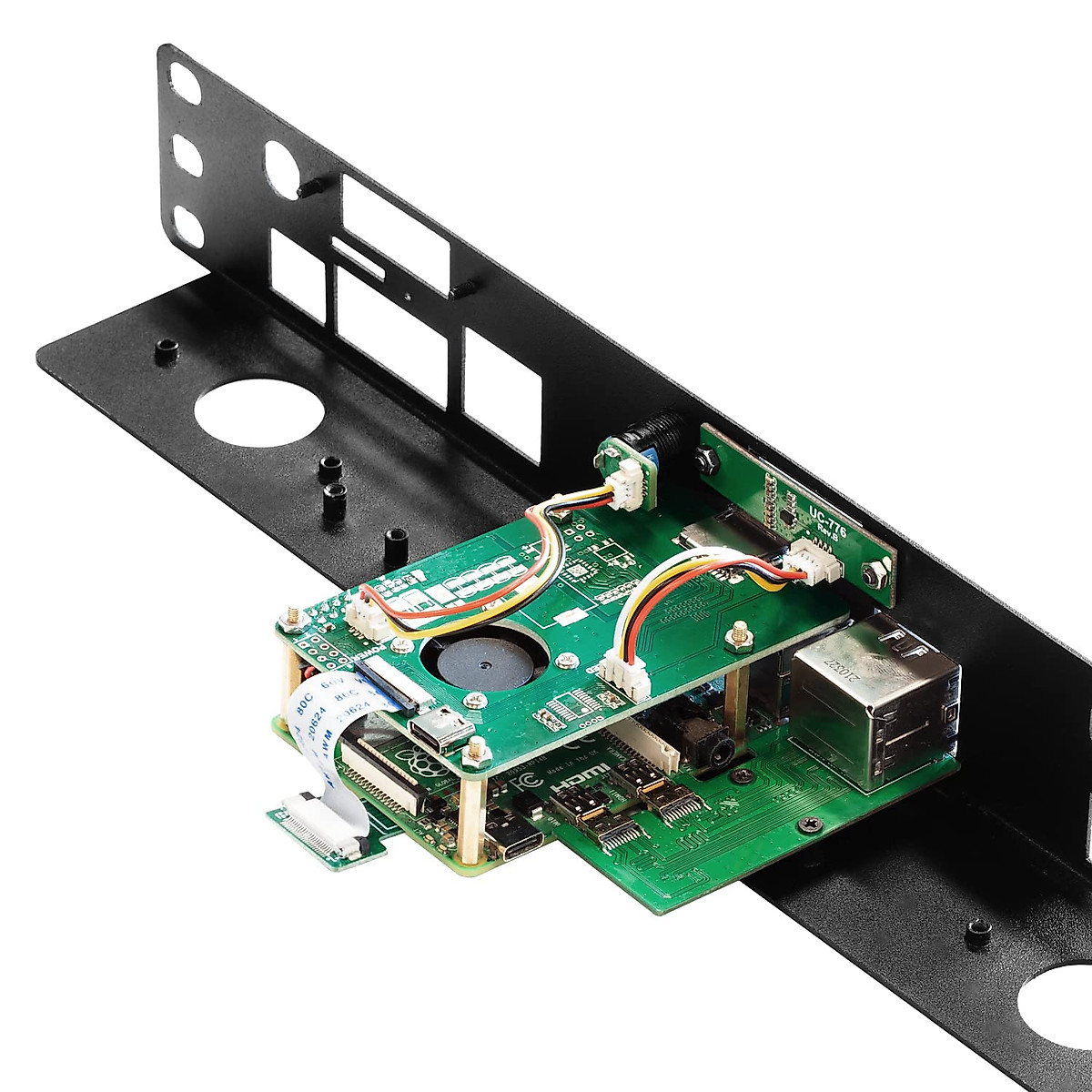 UCTRONICS Ultimate Rack for Raspberry Pi 4, 19" 1U Rackmount with All IO on One Side, OLED Display, Power Switch, and Cooling Fan