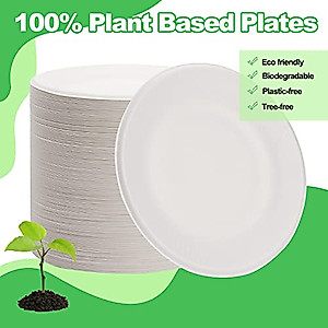Eco-friendly 200 Pack Disposable Paper Plates, 100% Compostable & Biodegradable, Heavy-Duty Sugarcane Plates for Party, Picnic (6in)