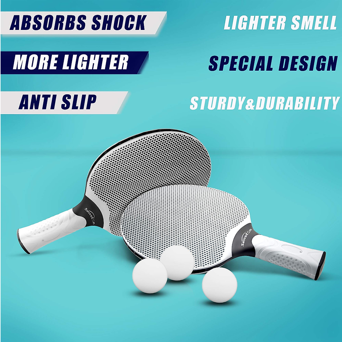 Senston Table Tennis Rackets Set, Professional Table Tennis Racket with 3 Balls, Composite Rubber Ping Pong Paddle Set