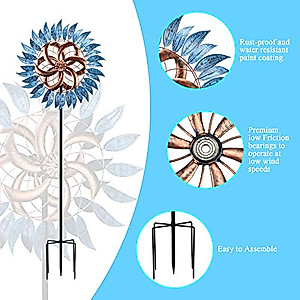 WONDER GARDEN Wind Spinner - 6.2FT Large Wind Spinner Metal Windmills for Patio Lawn and Garden Outdoor Decorations