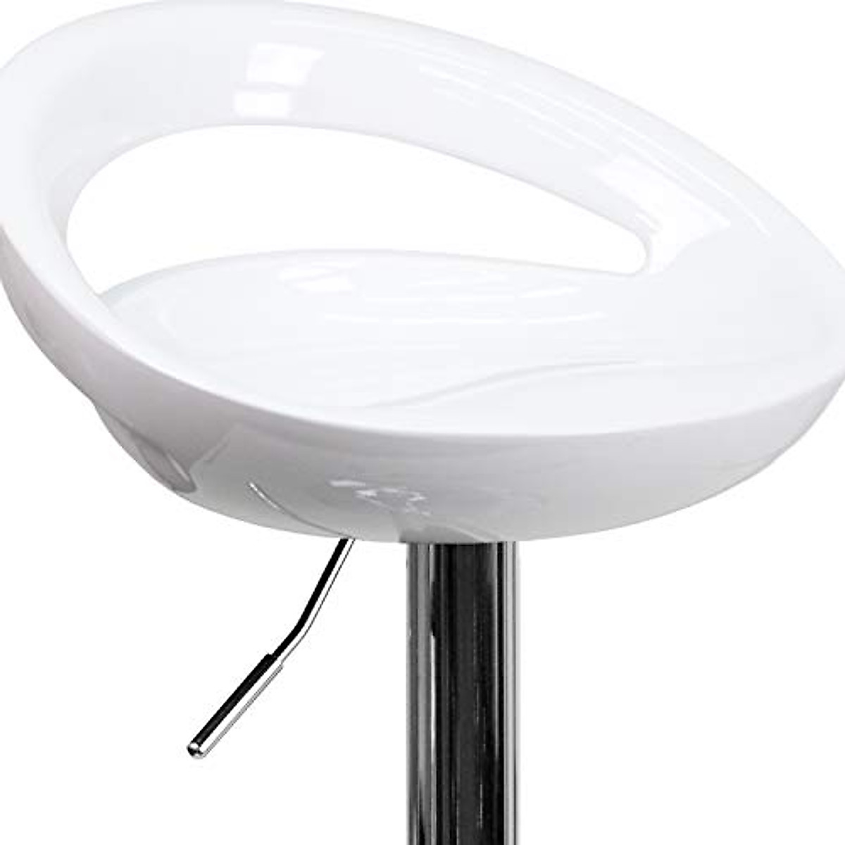 Flash Furniture Wilson 2 Pack Contemporary White Plastic Adjustable Height Barstool with Rounded Cutout Back and Chrome Base