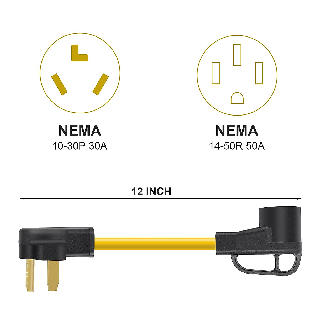 Rophor NEMA 10-30P to 14-50R EV Charger Adapter Cord, 30 AMP Dryer to 50 AMP EV/RV Conversion Adapter, Perfect Use for Level 2 EV Charging