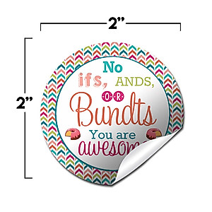 “No IFS, Ands, or Bundts” Teacher, Staff, or Employee Appreciation Thank You Sticker Labels, 40 2" Party Circle Stickers by AmandaCreation, Great for Envelope Seals & Gift Bags…