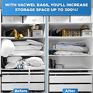 Vacwel Vacuum Storage Bags for Clothes, Quilts, Pillows, Space Saver Size - Extra Strong Vacuum Seal Bags - 6x Pack Jumbo (43x30in)