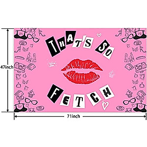 That’s So Fetch Hot Rose Pink Lip Happy Birthday Banner Burn Book Theme Decorations Decor for Bridal Shower Wedding Night Out Hen Movie Bachelorette Party Girls Woman Birthday Party Favors Background