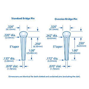 Waverly Ebony Guitar Bridge Pins, Oversized, Slotted, Set of 6